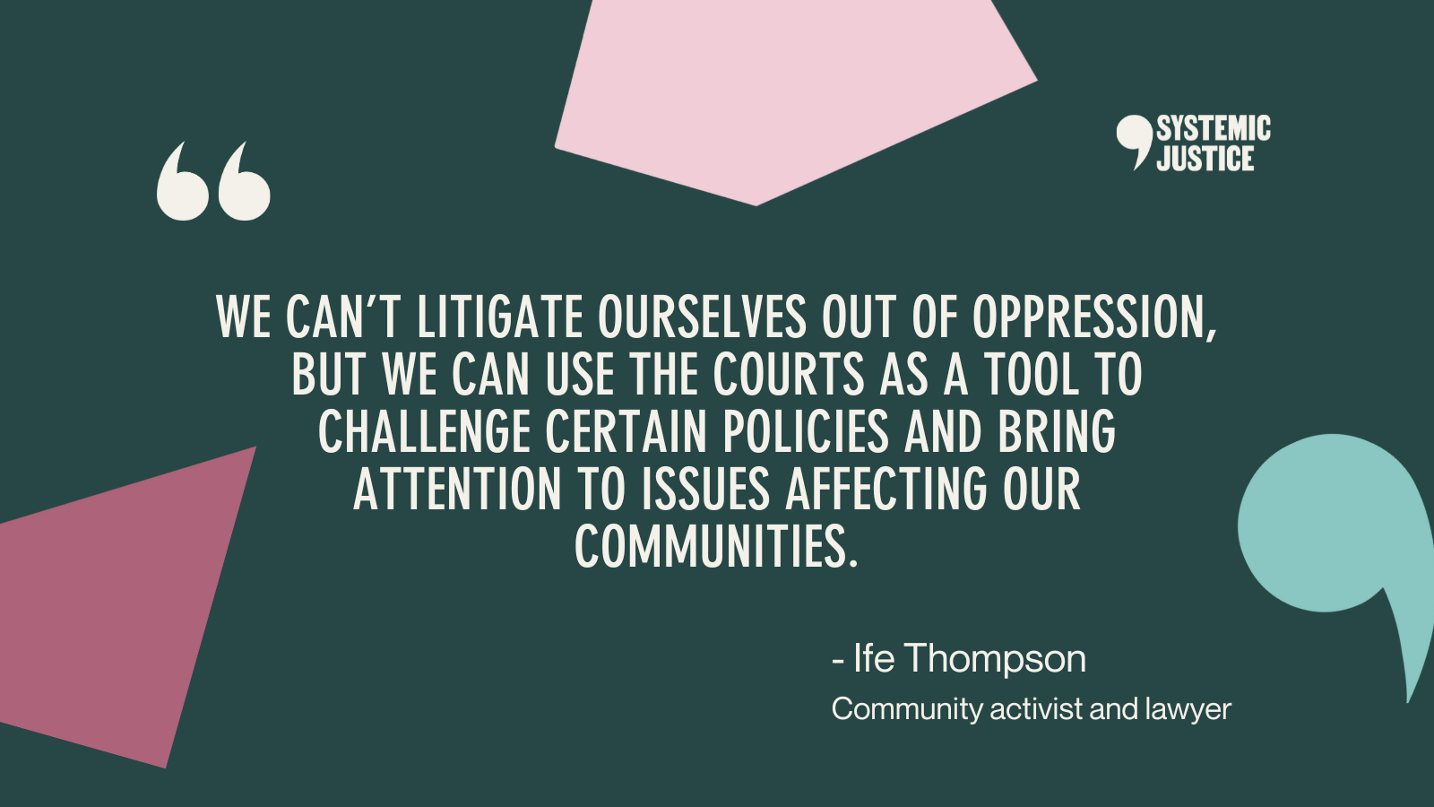 A tool in the toolbox: putting litigation at the service of communities ...